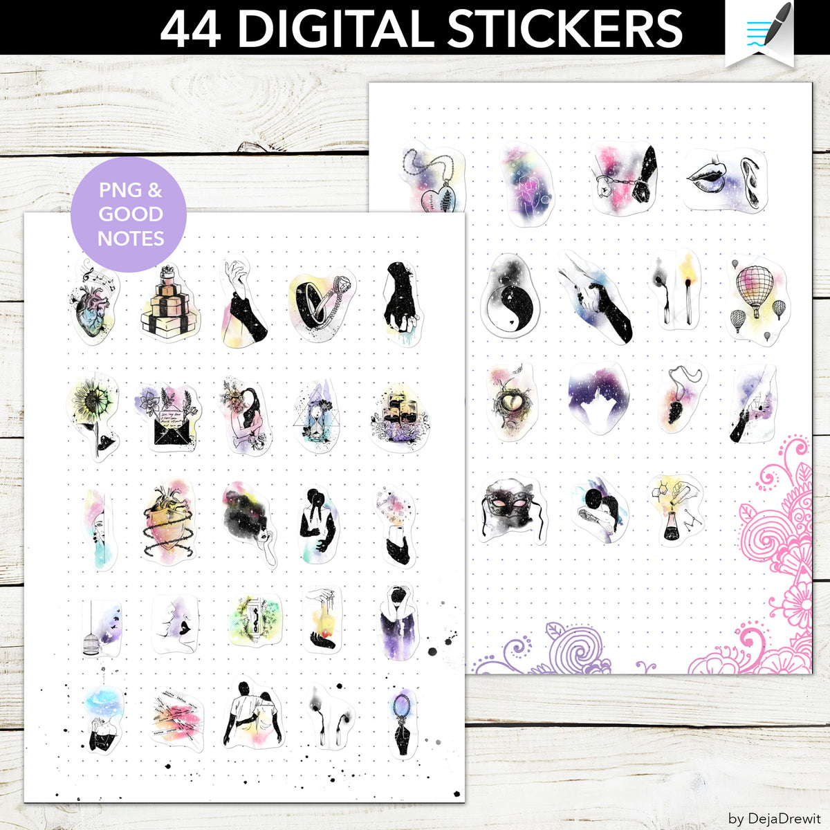 44 Love Story Digital Stickers – Deja Drewit